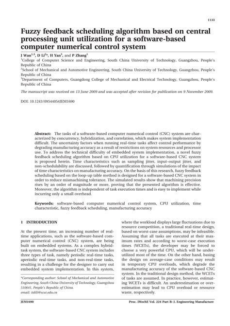 Pdf Fuzzy Feedback Scheduling Algorithm Based On Central Processing Unit Utilization For A