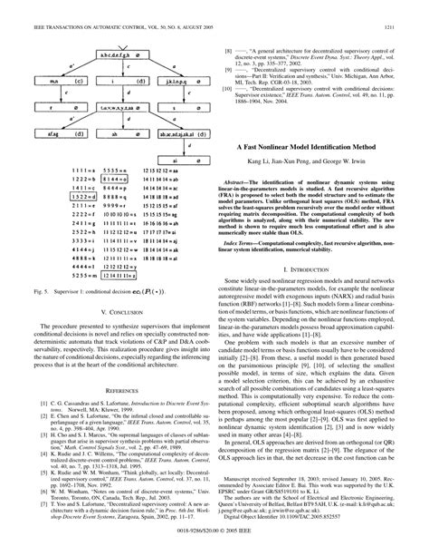 Pdf A Fast Nonlinear Model Identification Method