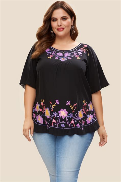 Flycurvy Plus Size Casual Tops For Women
