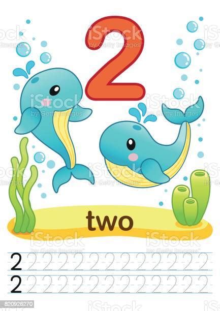 유치원과 유치원에 대 한 인쇄용 워크시트입니다 숫자를 작성 하기 위한 훈련 연습입니다 조류와 해양 생물 산호 수 중 배경 밝은 큰 숫자와 글에 대 한 샘플입니다 게에 대한