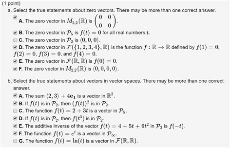 solved 1 point a select the true statements about zero
