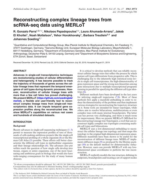 pdf reconstructing complex lineage trees from scrna seq data using merlot