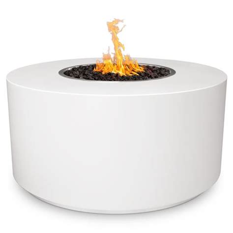 Mia White Concrete Metal Match Lit Liquid Propane Outdoor Fire Pit 30