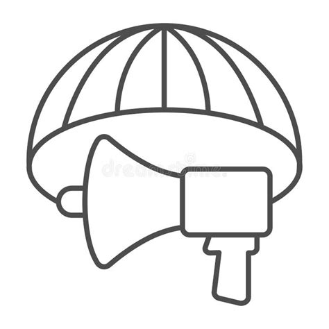 Dome Cap And Loudspeaker Thin Line Icon Neural Dataset Concept Vector Graphics Stock Vector