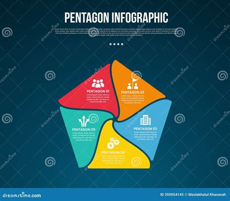 Pentagon Base Shape Template Infographic With Piechart Separation With Round Shape Part With