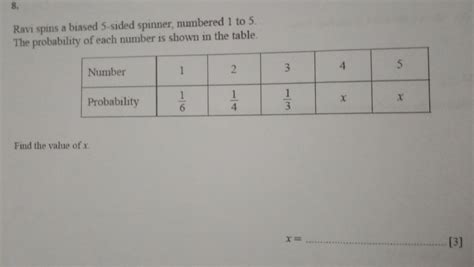 Solved Ravi Spins A Biased 5 Sided Spinner Numbered 1 To 5 The