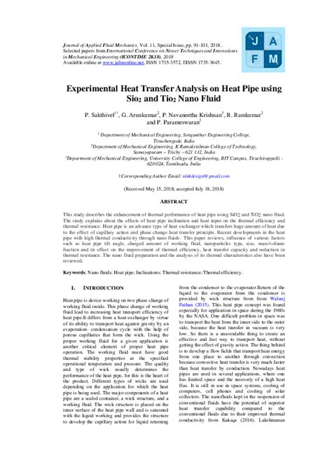 pdf experimental heat transfer analysis on heat pipe using sio 2 and
