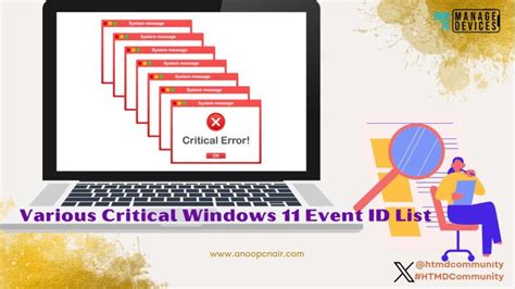 Various Critical Windows 11 Event Id List Anoop Nair
