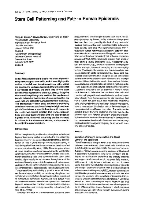 Pdf Stem Cell Patterning And Fate In Human Epidermis Steven Harper