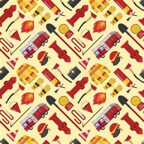 Color Vector Seamless Pattern Firefighter Stock Vector Illustration Of Protection Fireplug