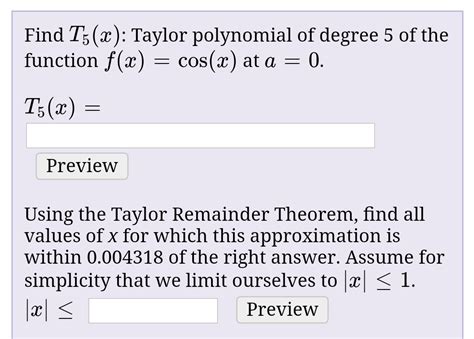 Answered Find Tx Taylor Polynomial Of Degree 5 Of The Function Fx Cosx At A 0 Т х