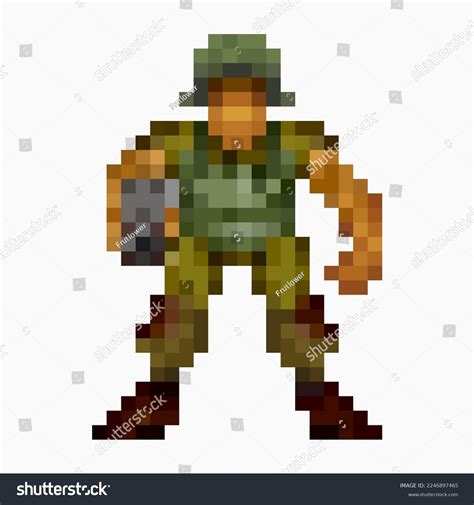 Solder Uniform Pixel Art Character Stock Vector Royalty Free