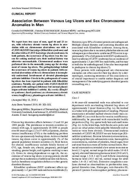 Pdf Association Between Venous Leg Ulcers And Sex Chromosome