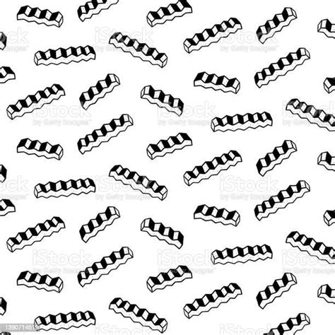 손으로 그린 벡터 일러스트 레이 션 주름 컷 튀김 패턴 흑백 만화 스타일 0명에 대한 스톡 벡터 아트 및 기타 이미지 0명 감자 요리 건강에 좋지 않은 음식 Istock