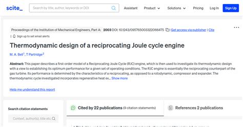 Thermodynamic Design Of A Reciprocating Joule Cycle Engine [scite Report]