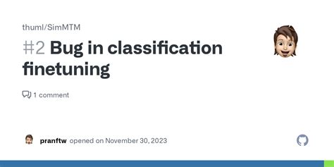 Bug In Classification Finetuning · Issue 2 · Thumlsimmtm · Github