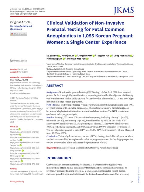 Pdf Clinical Validation Of Non Invasive Prenatal Testing For Fetal Common Aneuploidies In