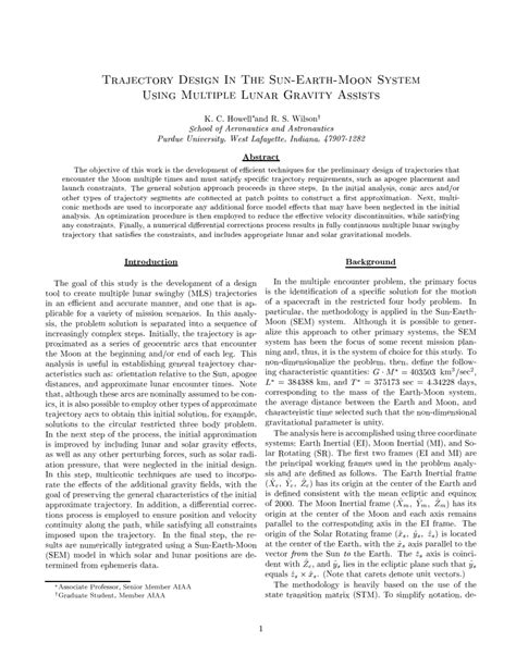 Pdf Trajectory Design In The Sun Earth Moon System Using Multiple Lunar Gravity Assists