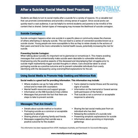 After A Suicide Social Media Best Practices Mentally Covered