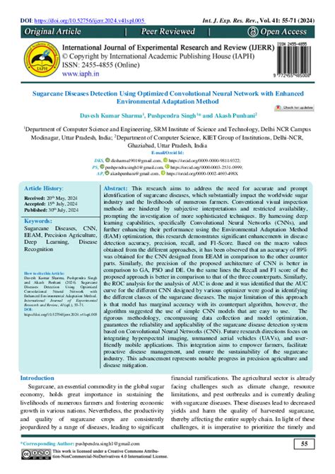 Pdf Sugarcane Diseases Detection Using Optimized Convolutional Neural Network With Enhanced