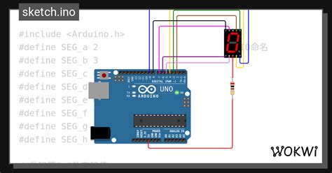 3、一位共阳级数码管静态显示 Wokwi Esp32 Stm32 Arduino Simulator