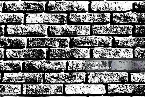 흰색 배경에 벽돌 벽 모양으로 검은 질감을 그런지 합니다 장식 노화 또는 오래된 레이어에 사용 가장자리에 대한 스톡 벡터 아트 및 기타 이미지 Istock