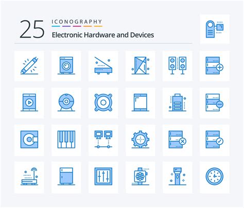 Devices 25 Blue Color Icon Pack Including Base Add Outline Technology Products 19648153