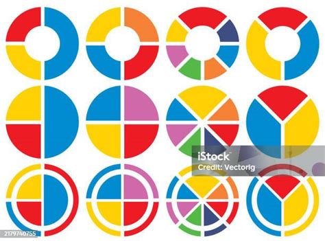 Multicolored Circular Charts For Infographics And Data Visualization Stock Illustration
