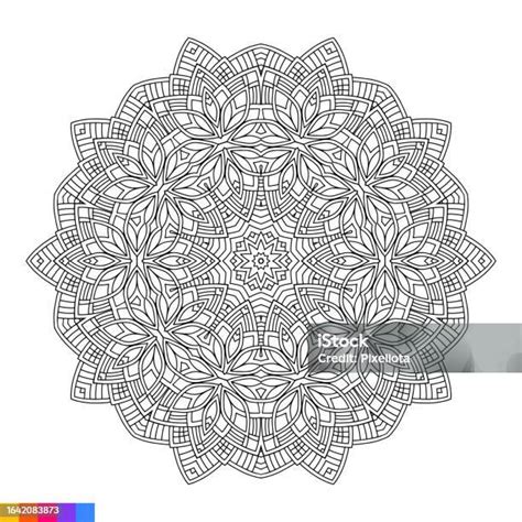 색칠하기 책 페이지를 위한 만다라 아트 디자인 그래픽 프린트에 대한 스톡 벡터 아트 및 기타 이미지 그래픽 프린트 꽃 식물
