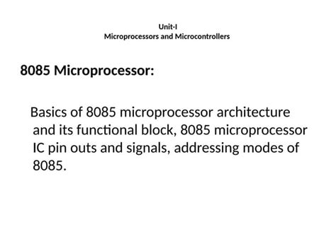 Basics Of 8085 Microprocessor Architecture Pptx