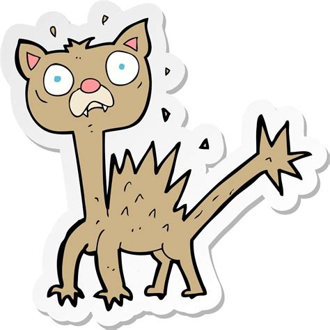 Sticker Of A Cartoon Scared Cat 11683118 Vector Art At Vecteezy