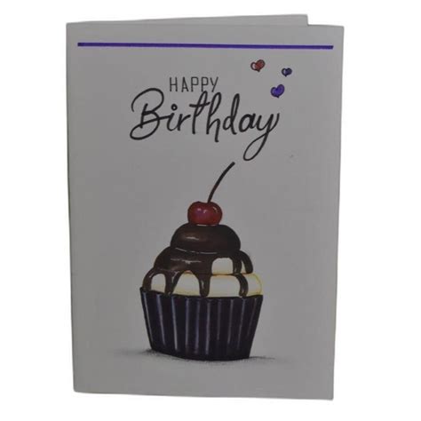 Art Paper White Happy Birthday Greeting Card Shape Rectangular Size