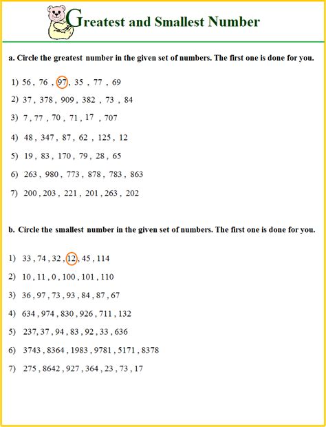 Circle The Smallest Number Worksheet Free Printable Pdf 46 Off