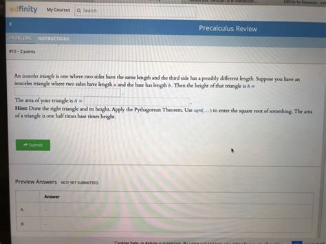 Solved Edfinity For Edfinity My Courses Q Search Precalculus