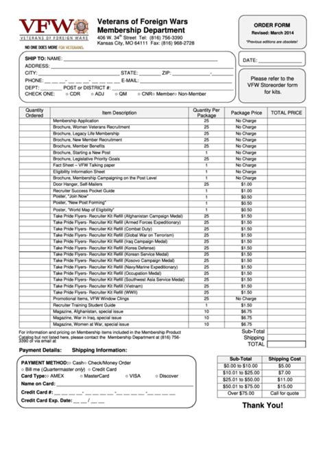 Veterans Of Foreign Wars Vfw Store Kansas City Printable Pdf Download