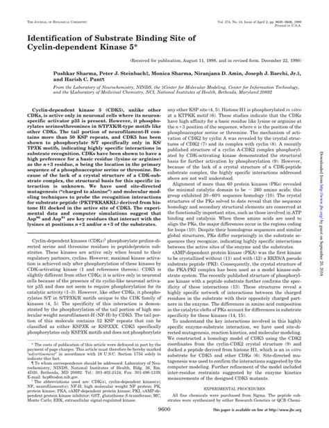 Pdf Identification Of Substrate Binding Site Of Cyclin Dependent Kinase 5