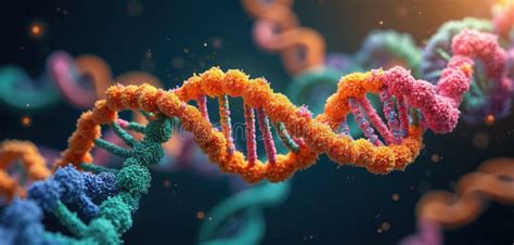 3d Illustration Of Protein Structure Or Dna Double Helix Amino Acid Chain Or Biomolecule Chain