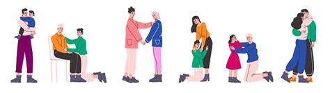 진정시키는 어린이 지원 부모는 화가 난 아이들을 안아주고 위로합니다 엄마와 아빠와 팔에 소년 또는 소녀 도덕적 지원 가족 심리적