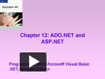 PPT Chapter ADO NET And ASP NET PowerPoint Presentation Free To View Id Fe OGEwO