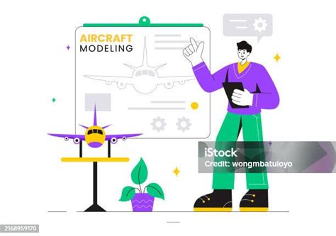 항공기 모델링 및 제작 벡터 일러스트 레이 션과 조립 또는 배경에 존재하는 복제품으로 거대한 비행기 모델을 페인팅 공예에 대한 스톡 벡터 아트 및 기타 이미지 Istock