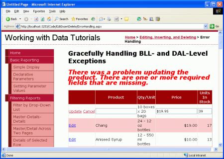 Handling Bll And Dal Level Exceptions In An Asp Net Page C