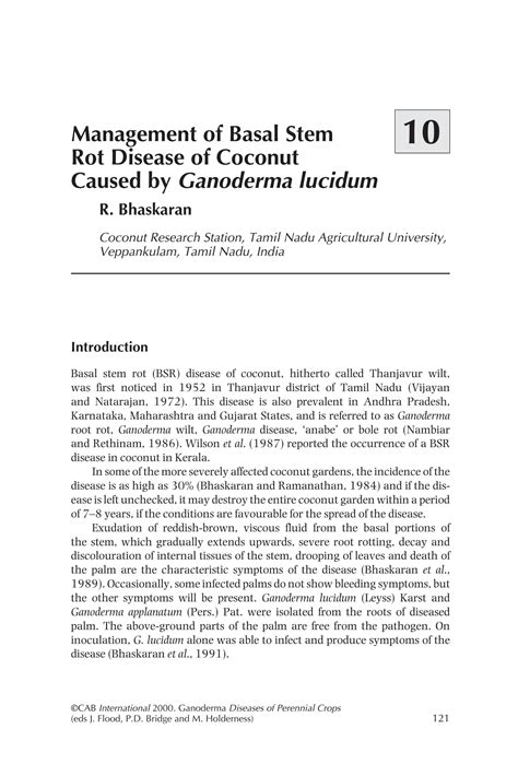 Solution Management Of Basal Stem Rot Disease Of Coconut Caused By