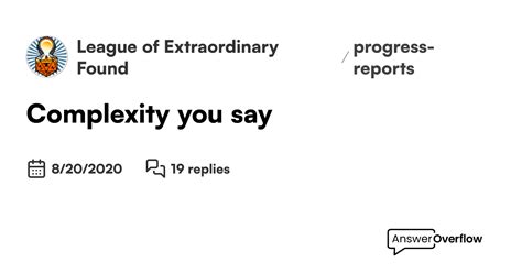 Complexity You Say League Of Extraordinary Foundryvtt Developers