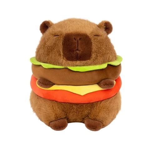 Hamburg Capybara Plush Toy Fluffty Kawaii Plushie Doll Simulation Capibara Anime Cute Stuffed