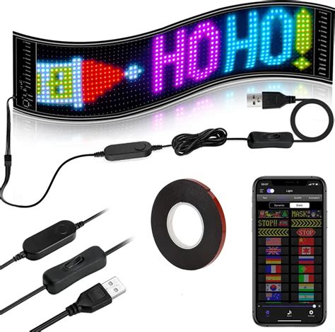 Led Mátrix Panel Usb 5V Görgető Fényes Rgb Fényjelek Az Autó Bluetooth Alkalmazásvezérlő