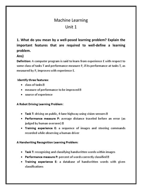 Unit 1 Pdf Statistical Classification Machine Learning