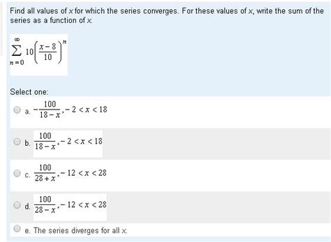 solved find all values of x for which the series converges