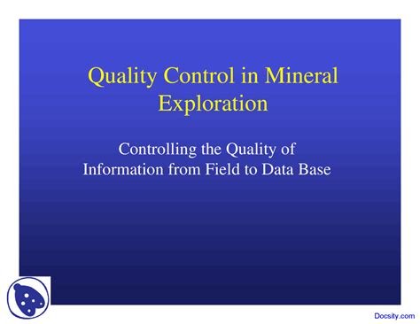 Quality Control Geochemistry I Lecture Slides Docsity