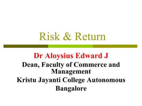 Risk And Return Ppt