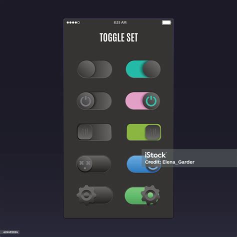 Ui 모바일 응용 프로그램의 웹 디자인으로 전환합니다 그래픽 사용자 인터페이스에 대한 스톡 벡터 아트 및 기타 이미지 그래픽 사용자 인터페이스 기어 기계 부분 단일